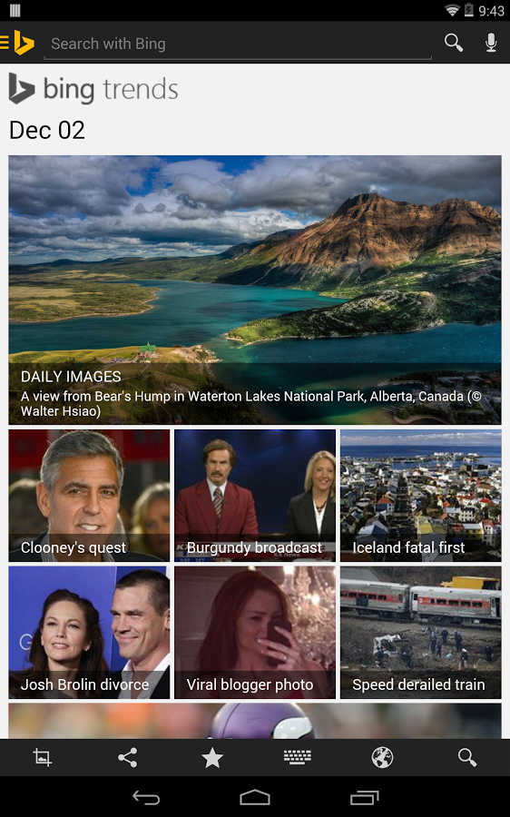 Bing cho Android cập nhật bản mới, có tính năng tự thay đổi hình nền