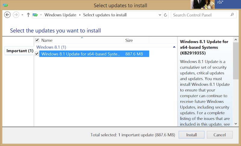 Mời tải về Windows 8.1 Update phiên bản chính thức từ Windows Update
