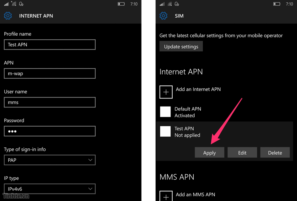 Hướng dẫn cách cài thông số của mạng 3G (APN) vào Windows 10 Mobile