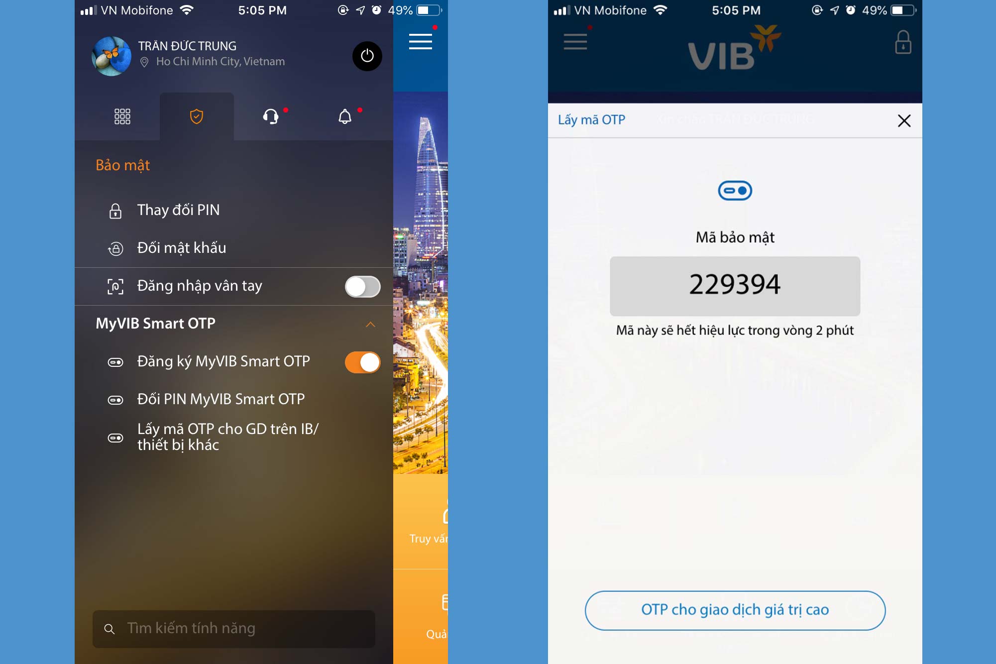 Dùng thử ứng dụng MyVIB: xem nhanh số dư, đăng nhập nhanh với FaceID ...