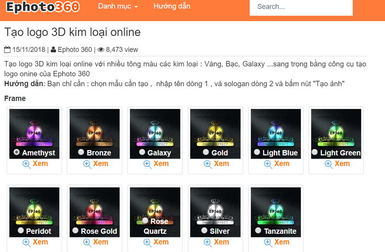 Review hiệu ứng tạo logo online của Ephoto 360 | Viết bởi Vũ Minh YG