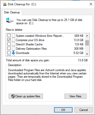 Anh em cho em hỏi với ạ, máy e tự nhiên xuất hiện phần Compress your OS ...