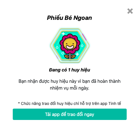 Mình có phiếu bé ngoan , ai có Huy hiệu cà khịa hok? đổi yhhhhhhhh!