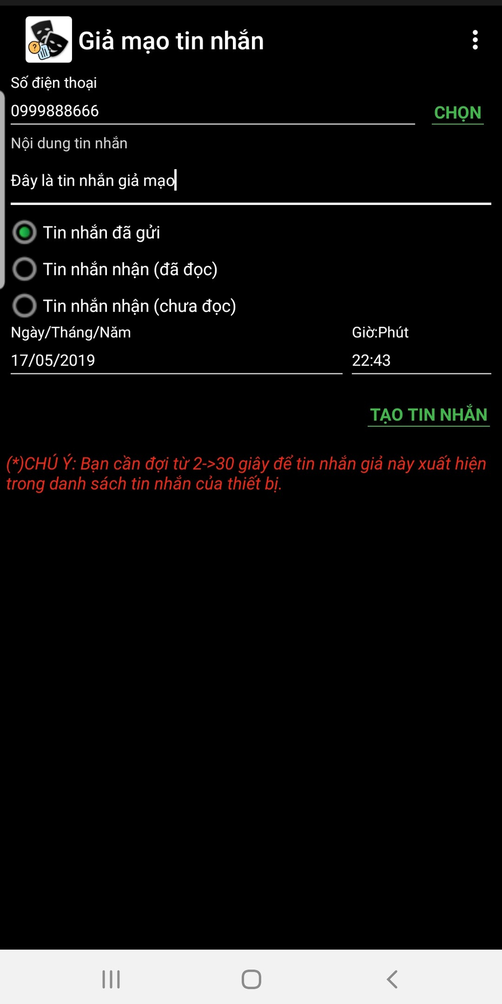 Chia sẻ app Fake SMS cho ai cần