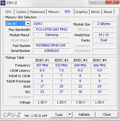 ram máy tính cpu-z ghi là ram 2g ddr3 pc3-10700(mhz) nhưng khi em tìm ...