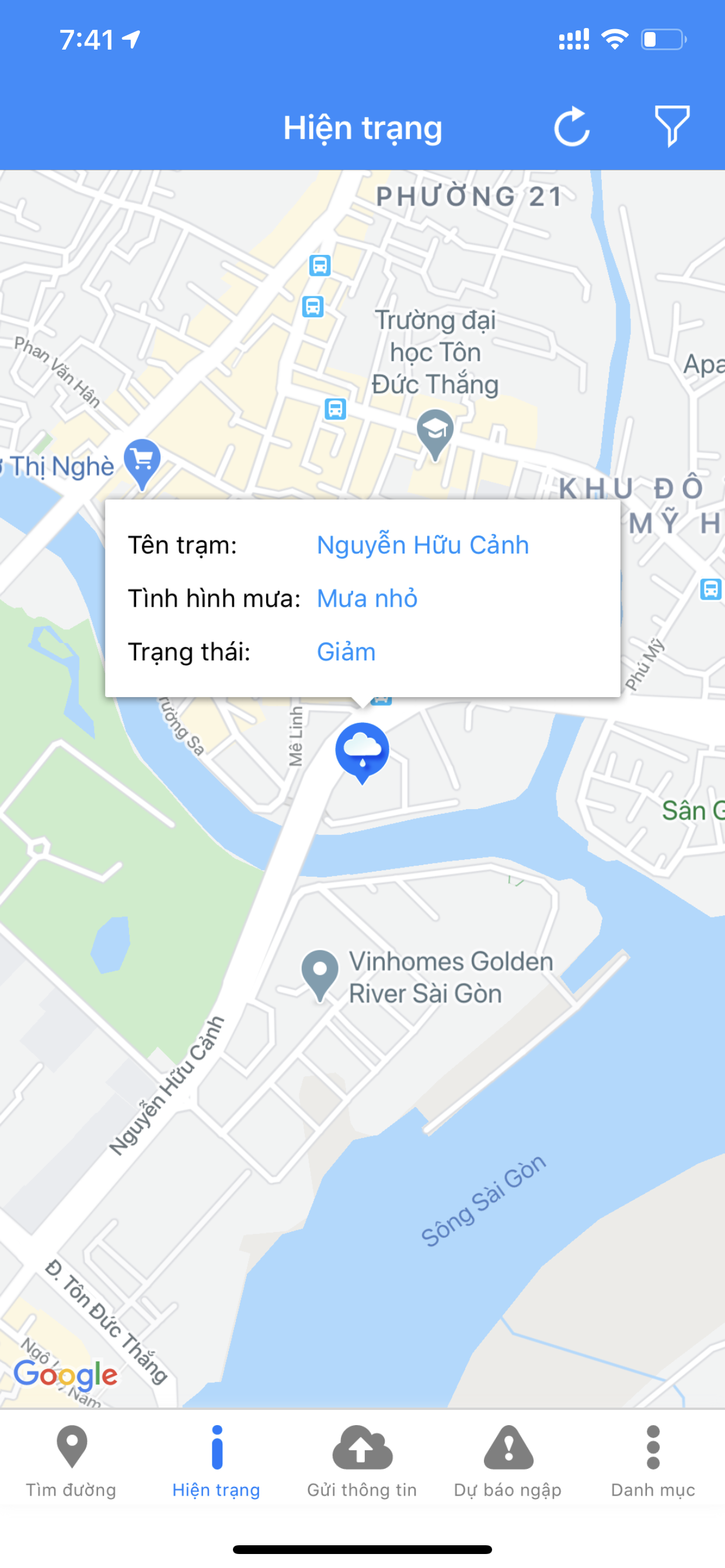 App hay mùa mưa: UDI Maps - Ứng dụng cảnh báo điểm ngập nước, đang mưa ...
