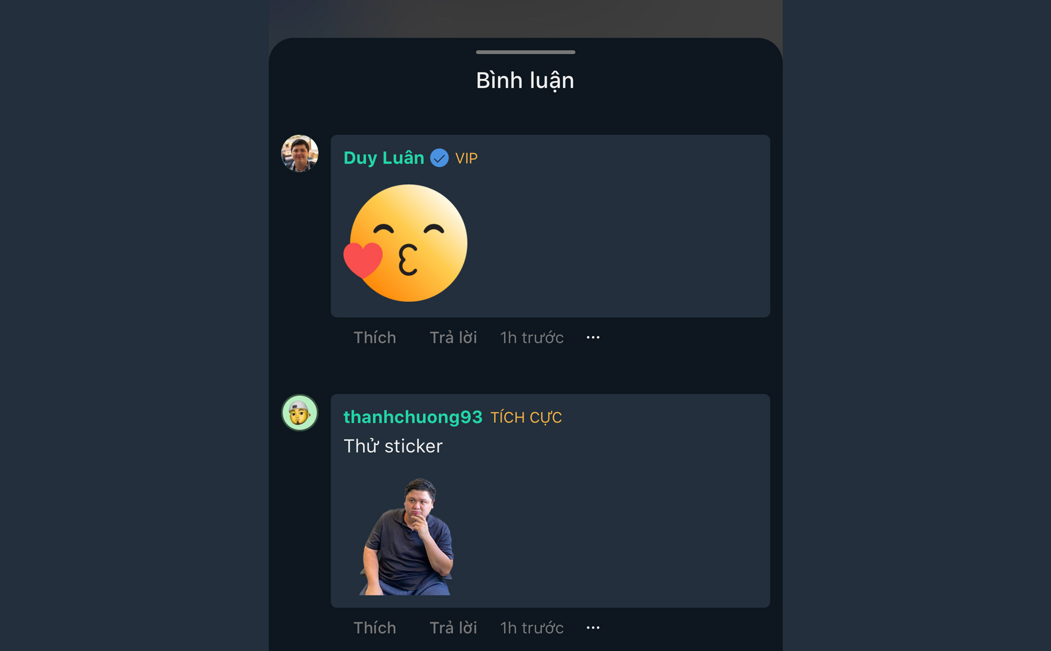 Đã có thể comment sticker lên Tinh tế không cần nội dung