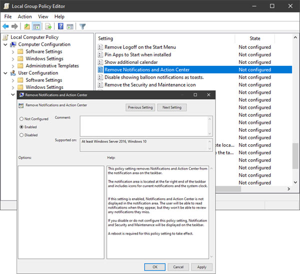 Bật/tắt thông báo Security and Maintenance trong Windows 10 | Viết bởi ...